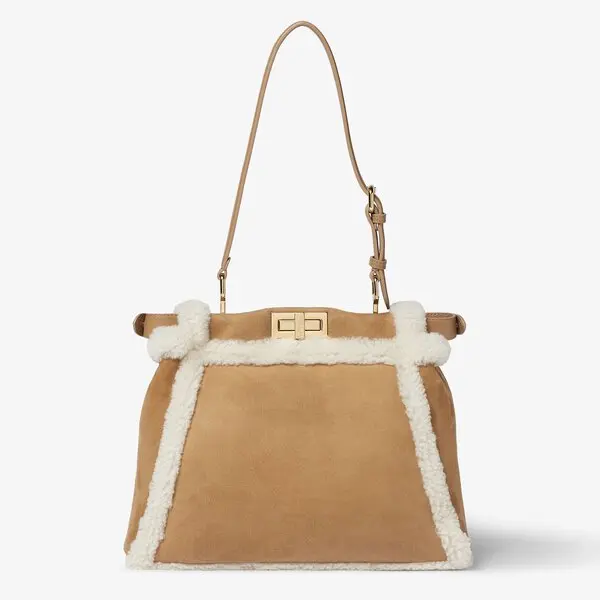 Fendi My Peekaboo® Medium Camel-colored Shearling Bag